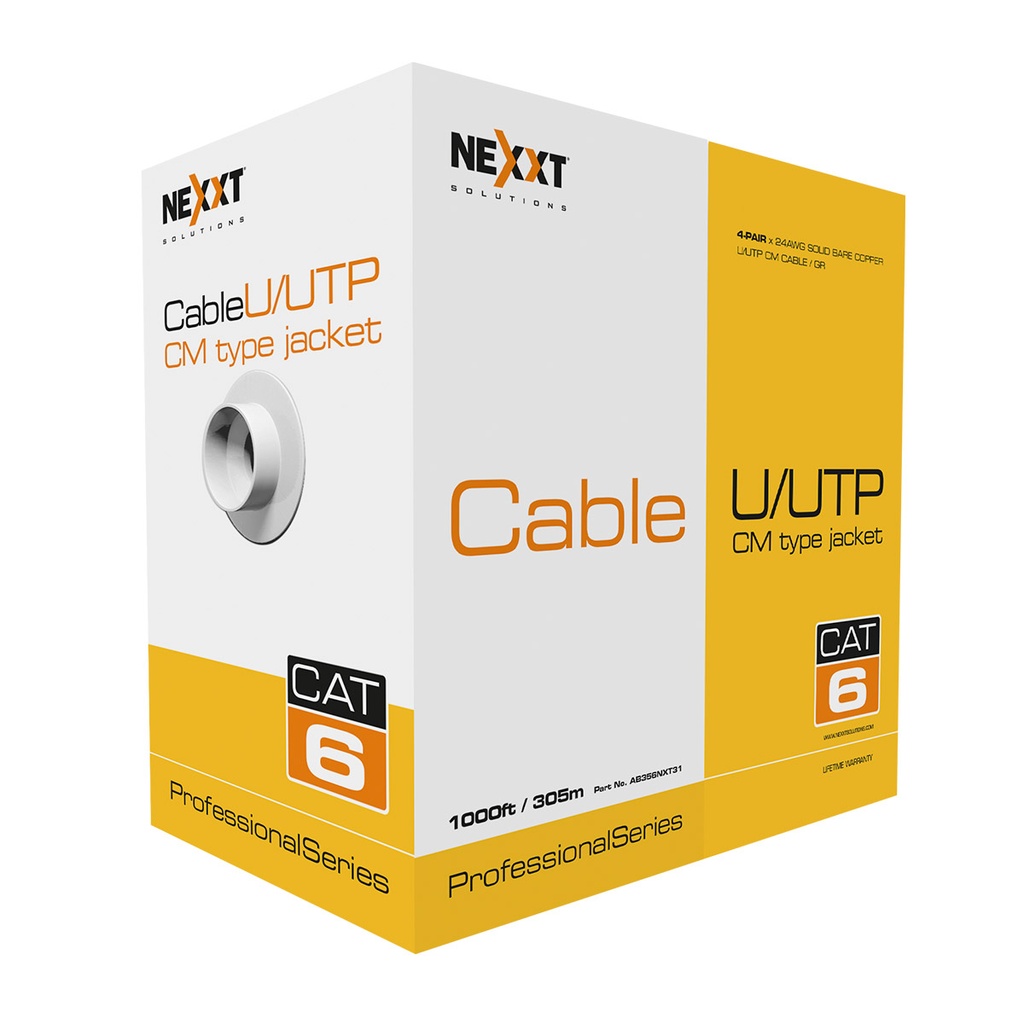BOBINA DE CABLE UTP CAT 6 CERTIFICADO 4 PARES CALIBRE 24AWG 100% COBRE ...